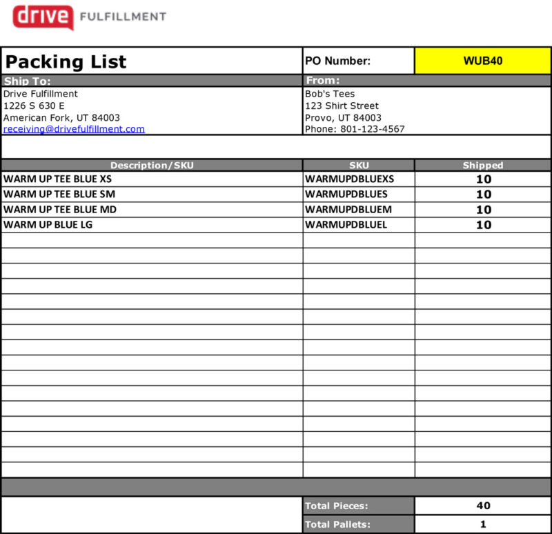 Receiving Guidelines | Drive Fulfillment